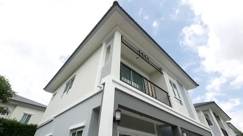 White and Grey Building Modern Home Exte... | Stock Video | Pond5