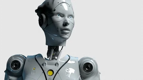 White android looks around in the distan... | Stock Video | Pond5