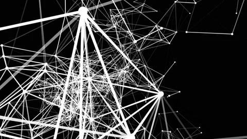 white animated particles on a black back... | Stock Video | Pond5