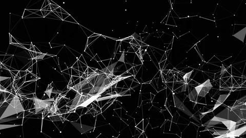 white animated particles on a black back... | Stock Video | Pond5