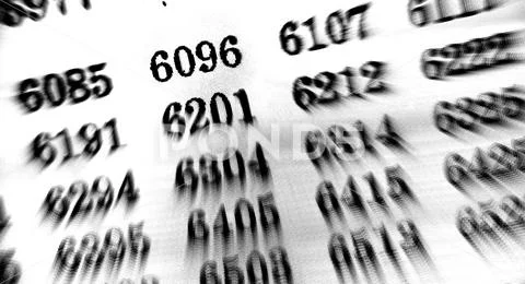 White background with many numbers focus zoom in perspective: Royalty ...