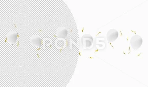 White balloons and decorations on transparent background ~ PSD Template ...