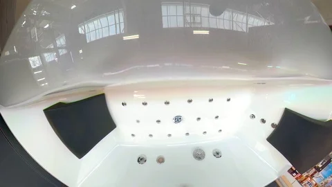 The white bathtub on the bathroom in the... | Stock Video | Pond5