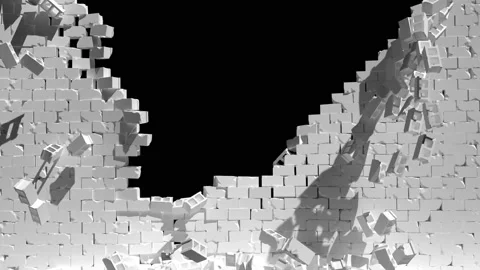 White brick wall exploder 3d style | Stock Video | Pond5