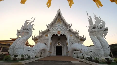 White Buddhist Temple Facade with Beauti... | Stock Video | Pond5