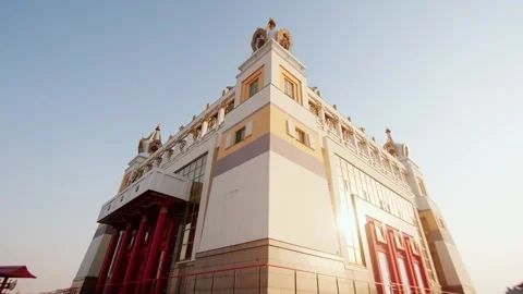 White buddhist temple with red columns o... | Stock Video | Pond5