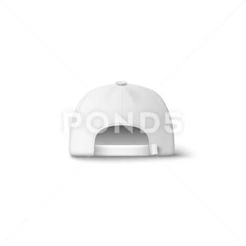 White cap hat from back view - realistic isolated mockup.: Royalty Free ...