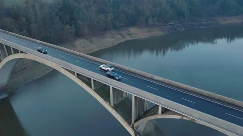 White Car Moving on Bridge Road. Modern ... | Stock Video | Pond5