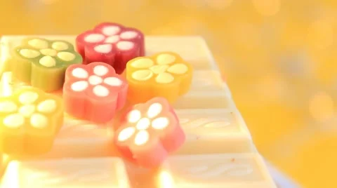 White Chocolate - flower candy on top - ... | Stock Video | Pond5