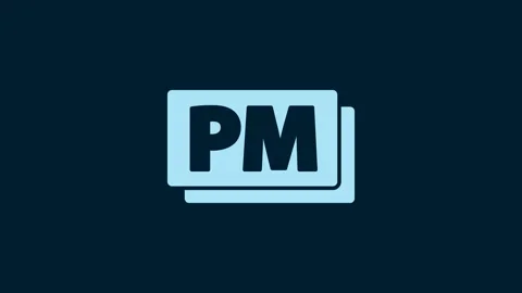 White Clock PM icon isolated on blue bac... | Stock Video | Pond5