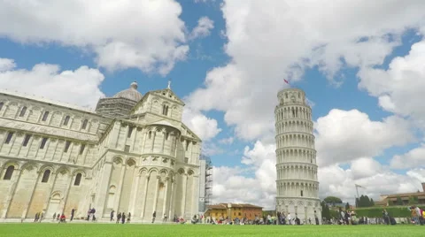 White clouds flying over Leaning Tower o... | Stock Video | Pond5