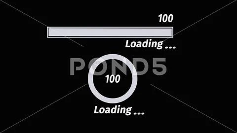 White color animated uploading, loading bar on black background ~ Clip ...