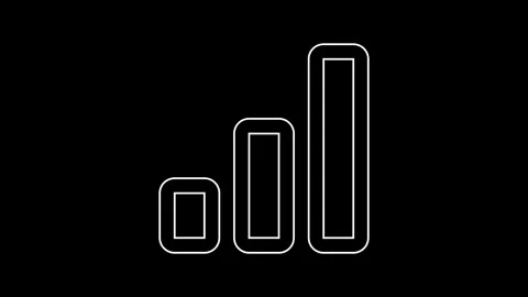 White color bar chart icon on black scre... | Stock Video | Pond5