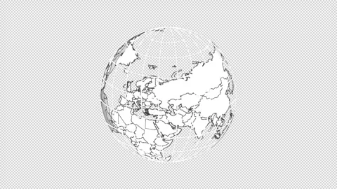 White color globe rotates, earth, alpha ... | Stock Video | Pond5