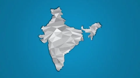 White color India low poly map with geom... | Stock Video | Pond5