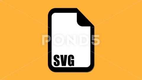 White color SVG file format icon isolate on yellow background. ~ Clip ...