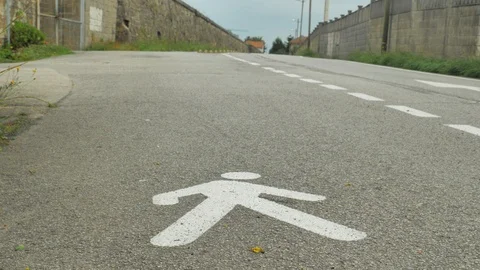 white color walking man road sign on the... | Stock Video | Pond5
