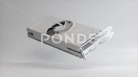 White Computer Graphic Video Card on a Gray Studio Background.: Royalty ...