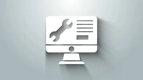 White Computer monitor with wrench icon ... | Stock Video | Pond5