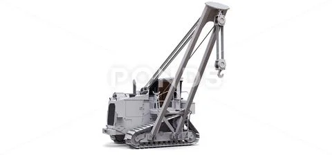 White crawler crane with side boom. 3d rendering.: Royalty Free #105444810