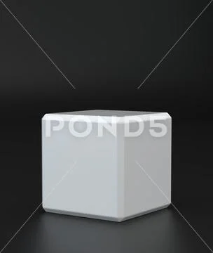 White cube on black background. Studio background: Royalty Free #261973674