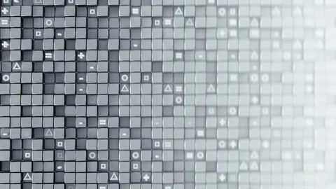 White cubes and random symbols loopable ... | Stock Video | Pond5