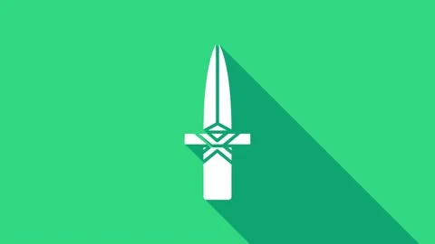 White Dagger icon isolated on green back... | Stock Video | Pond5
