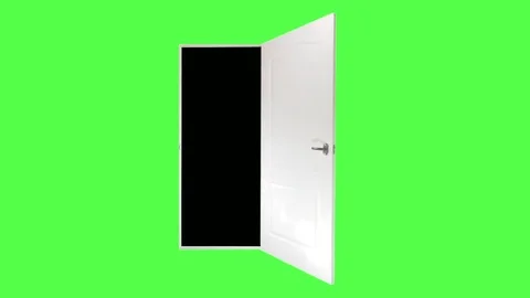 white door on a green screen | Stock Video | Pond5
