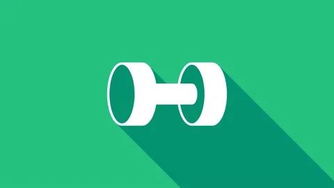 White Dumbbell icon isolated on green ba... | Stock Video | Pond5