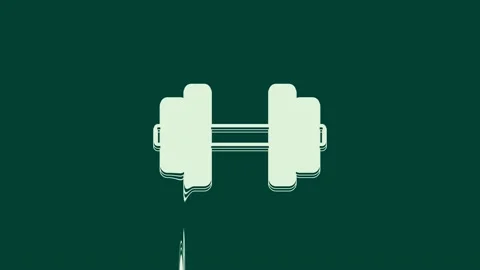 White Dumbbell icon isolated on green ba... | Stock Video | Pond5