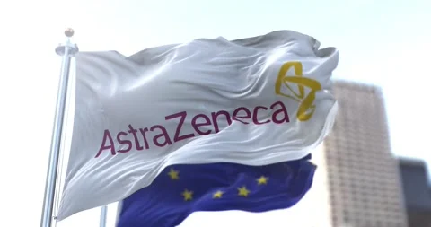 White flag with the Astrazeneca logo wit... | Stock Video | Pond5