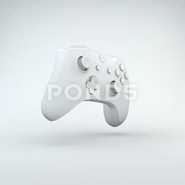 White Game Pad Controller on a studio background. Monochrome. 3D render ...