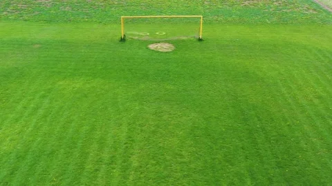 White gate on a football field. Green ba... | Stock Video | Pond5