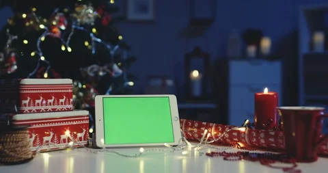 White horizontal tablet device with gree... | Stock Video | Pond5