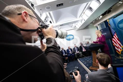 White House press secretary Karoline Leavitt holds first daily press briefing, W Stock Image ...