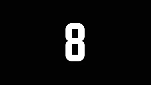 White icon of 8 appears on a black backg... | Stock Video | Pond5