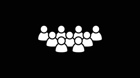 White icon of people appears on a black ... | Stock Video | Pond5