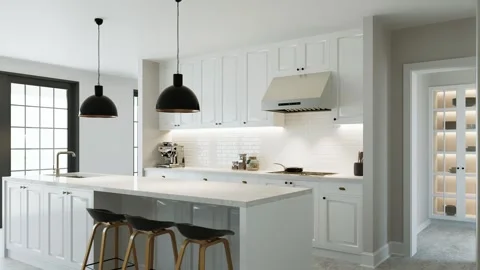 White Kitchen Interior Stock Footage ~ Royalty Free Stock Videos | Pond5