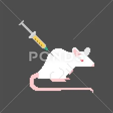 White laboratory mouse pixel art. 8 bit Laboratory research: Graphic ...