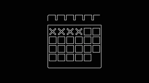 White line Calendar icon isolated on bla... | Stock Video | Pond5