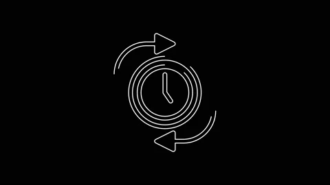 White line Clock with arrow icon isolate... | Stock Video | Pond5
