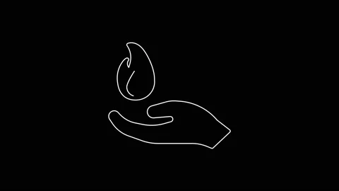 White line Hand holding a fire icon isol... | Stock Video | Pond5