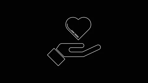 White line Heart on hand icon isolated o... | Stock Video | Pond5
