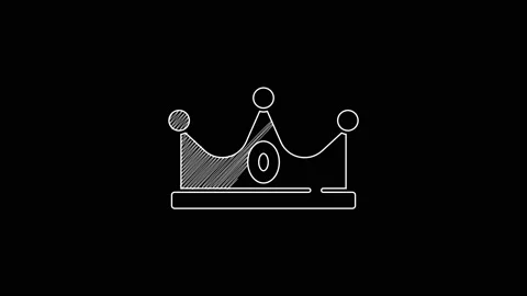 White line King crown icon isolated on b... | Stock Video | Pond5