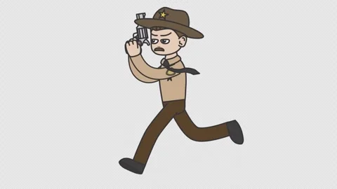 White male sheriff with a mustache runs ... | Stock Video | Pond5