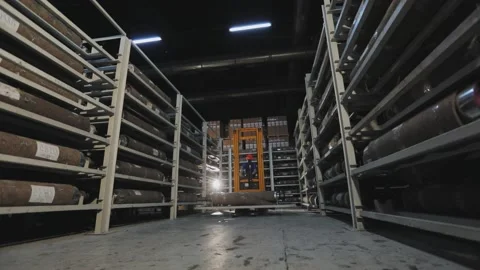 White man worker pushing stacker with cy... | Stock Video | Pond5