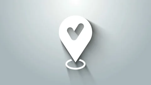 White Map pin with check mark icon isola... | Stock Video | Pond5