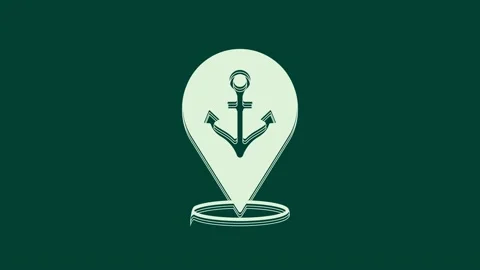 White Map pointer with anchor icon isola... | Stock Video | Pond5