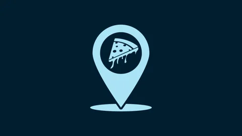 White Map pointer with fast food slice p... | Stock Video | Pond5