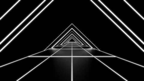 White neon glowing synthwave road tunnel... | Stock Video | Pond5